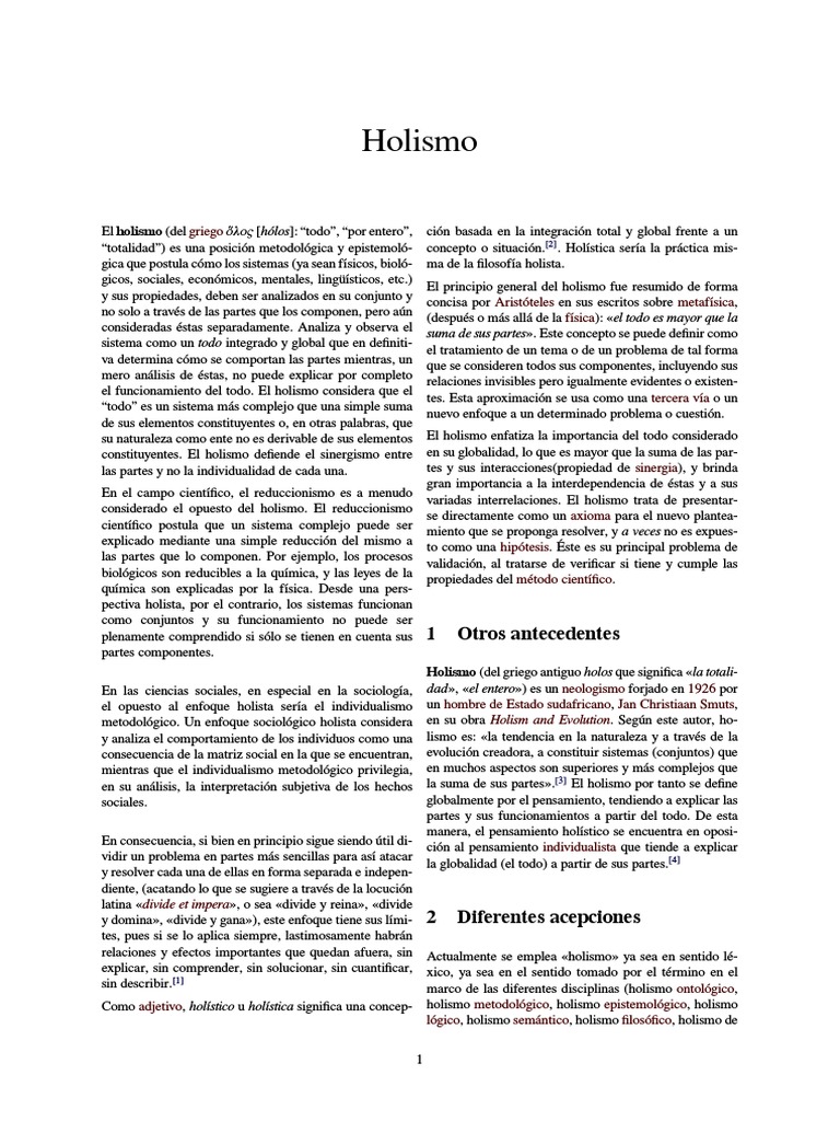 Definición y Enfoques del Holismo | PDF | Holismo | Teorías filosóficas