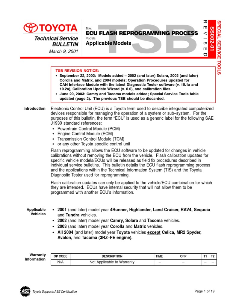 Ecu Flash Reprogramming Process T-ss002-01 | Download Free PDF | Adobe ...