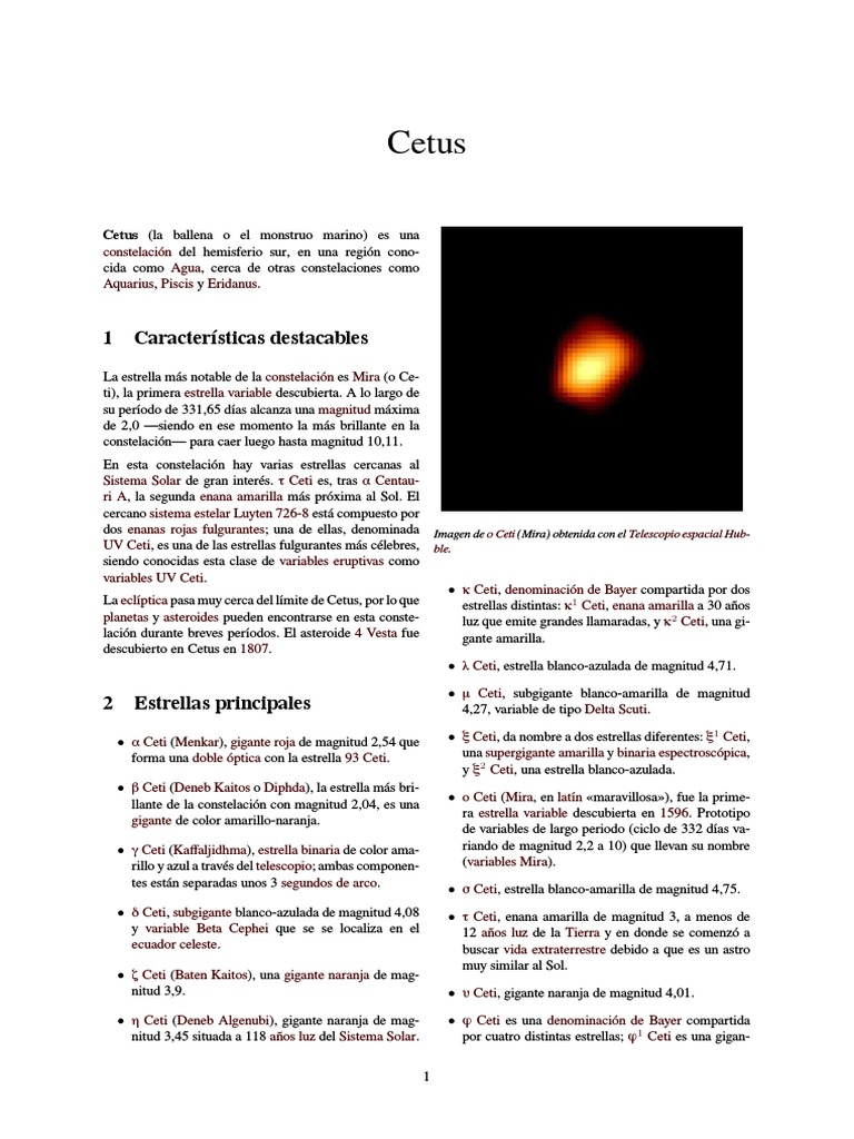 Cetus PDF | PDF | Astronomía estelar | Astronomía