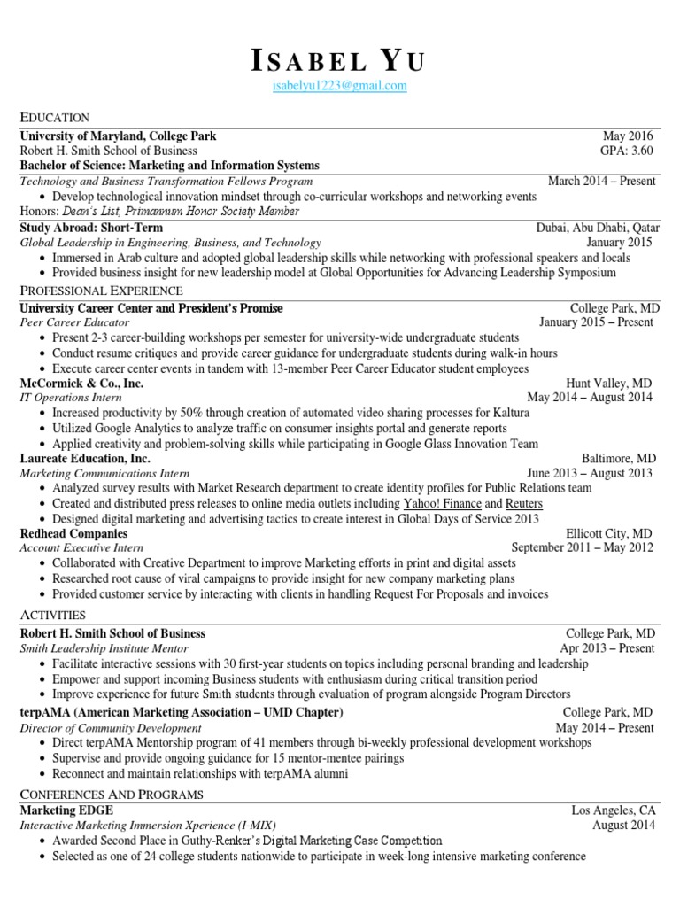 Isabel Yu Resume Junior | PDF | Mentorship | Innovation