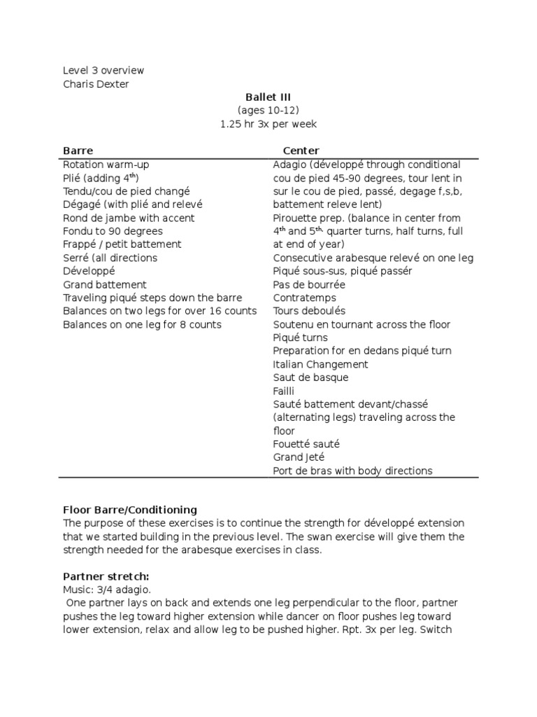 Mid - Levels Ballet Curriculum | PDF | Rhythm And Meter | Human Anatomy