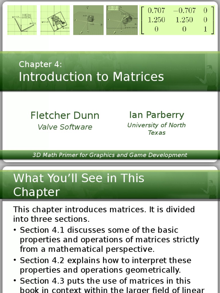 Introduction To Matrices | PDF | Matrix (Mathematics) | 2 D Computer ...