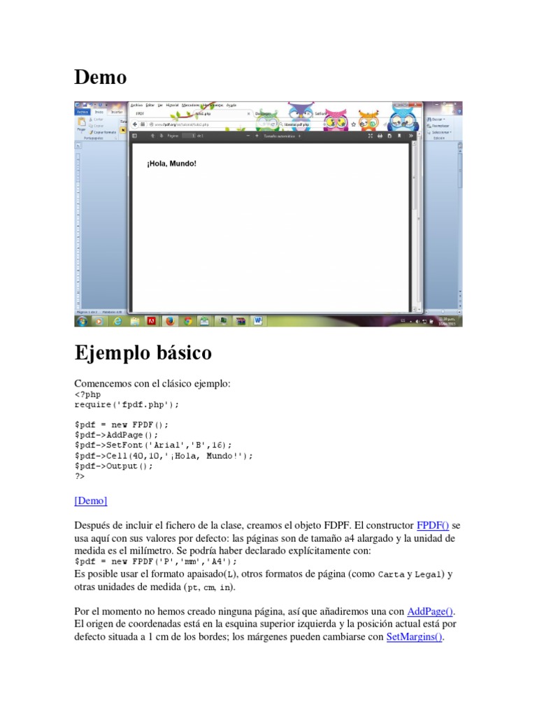 Tutorial FPDF | PDF | Tabla (base de datos) | Archivo de computadora