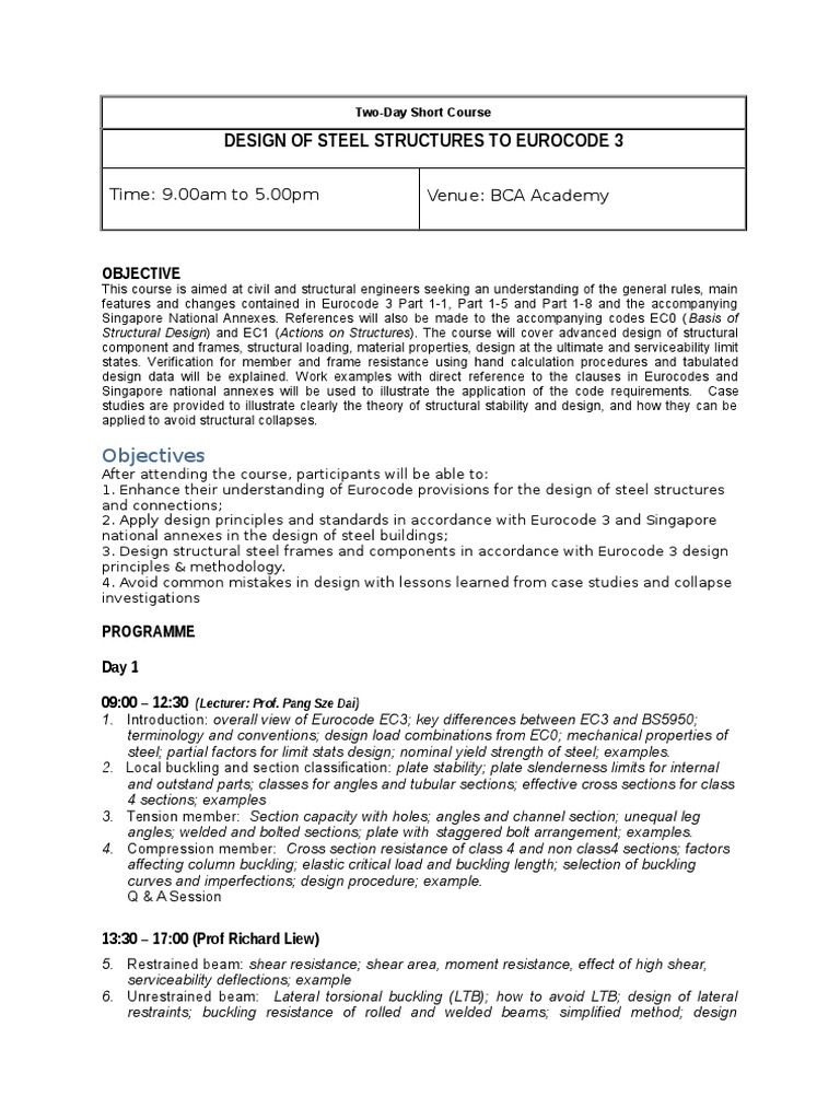 EC3 Steel Design Short Course | PDF | Buckling | Beam (Structure)