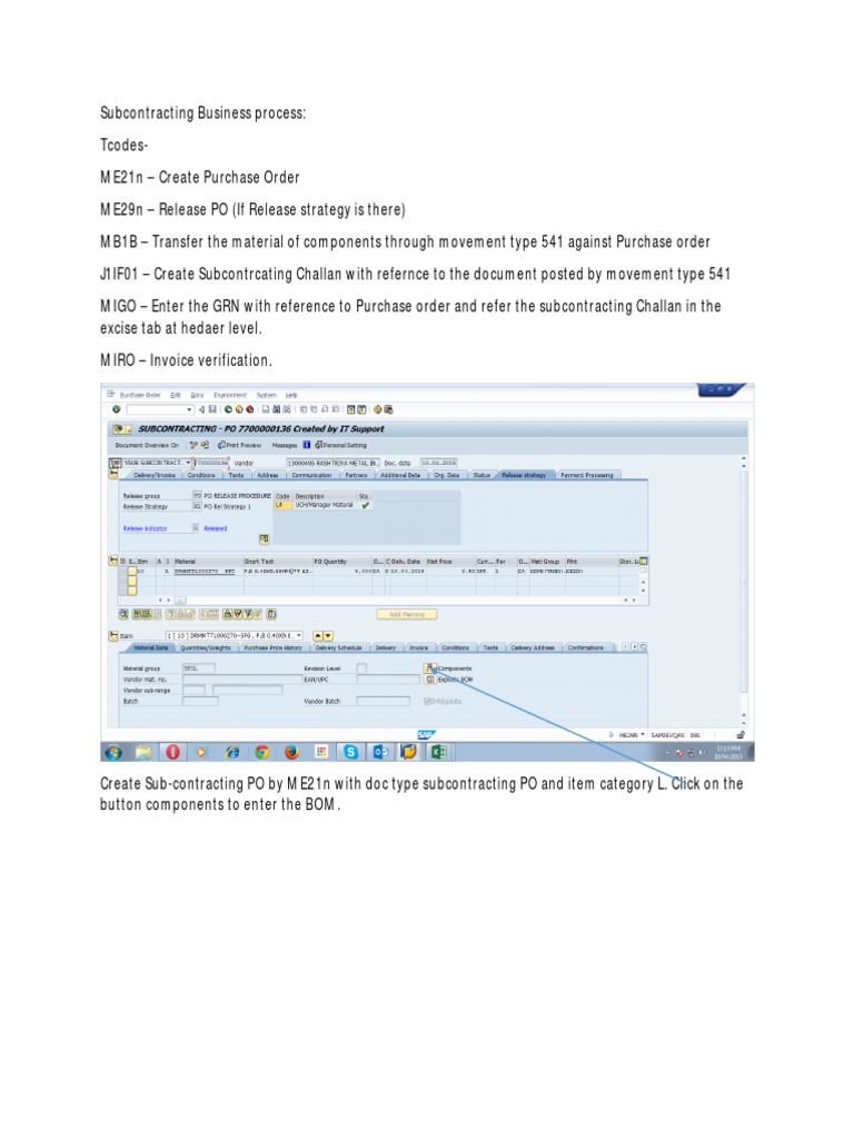 SAP Subcontracting Process pdf Business