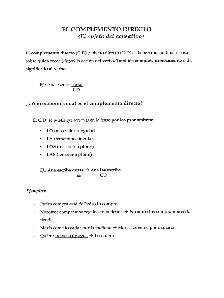 Actividades Con Objeto Directo e Indirecto | PDF