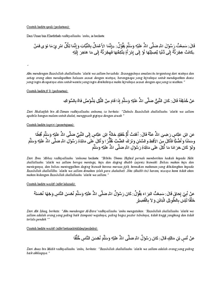 Contoh Hadits Qauli | PDF
