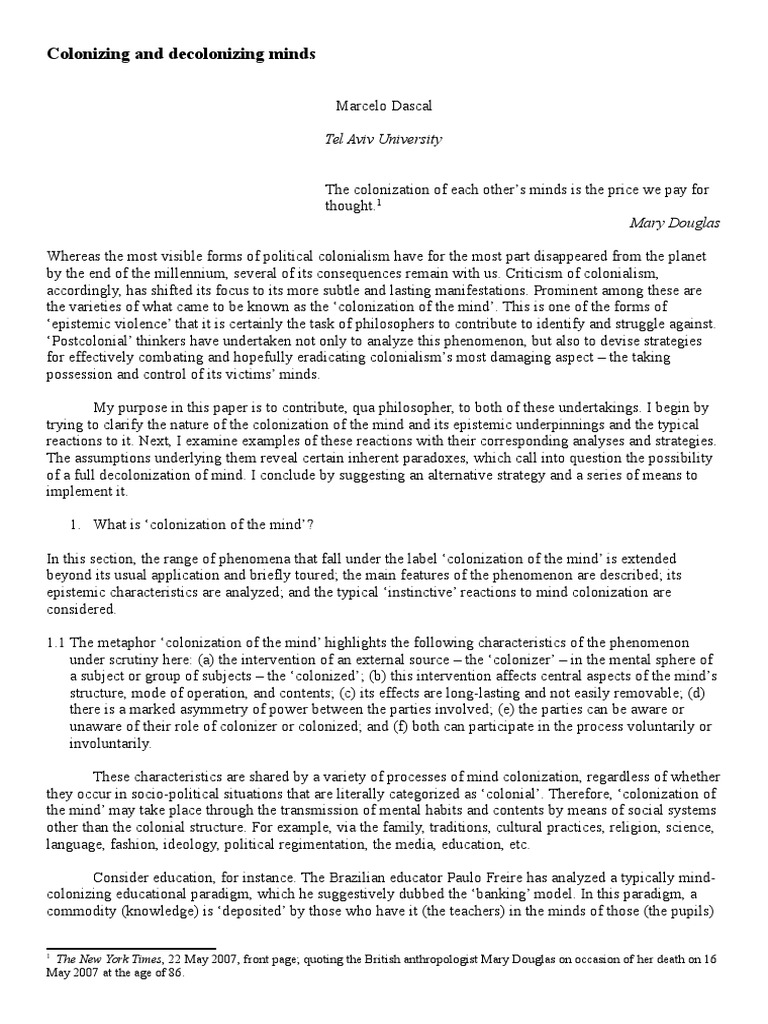 Colonization of the Mind Explained | PDF | Epistemology | Colonialism