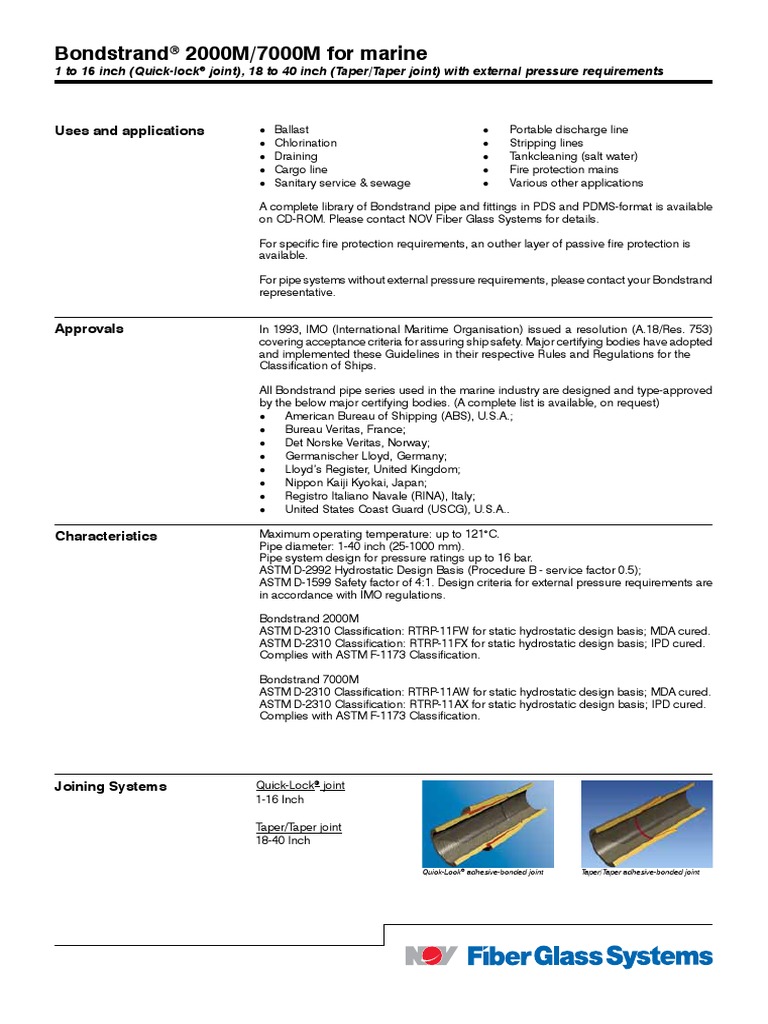 Bondstrand 2000m-7000m Fp918a | PDF | Strength Of Materials | Pipe ...