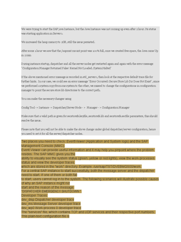 We Were Trying To Start The Sap Java Instance Pdf Port Computer Networking Java