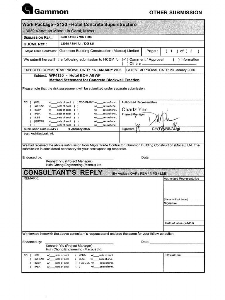 Method Statement For Concrete Blockwall Erection | PDF | Concrete ...