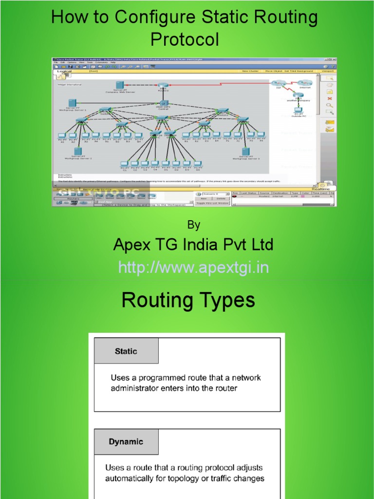 Configure Static Routing Protocal in Cisco Packet Tracer | PDF | Router (Computing) | Routing