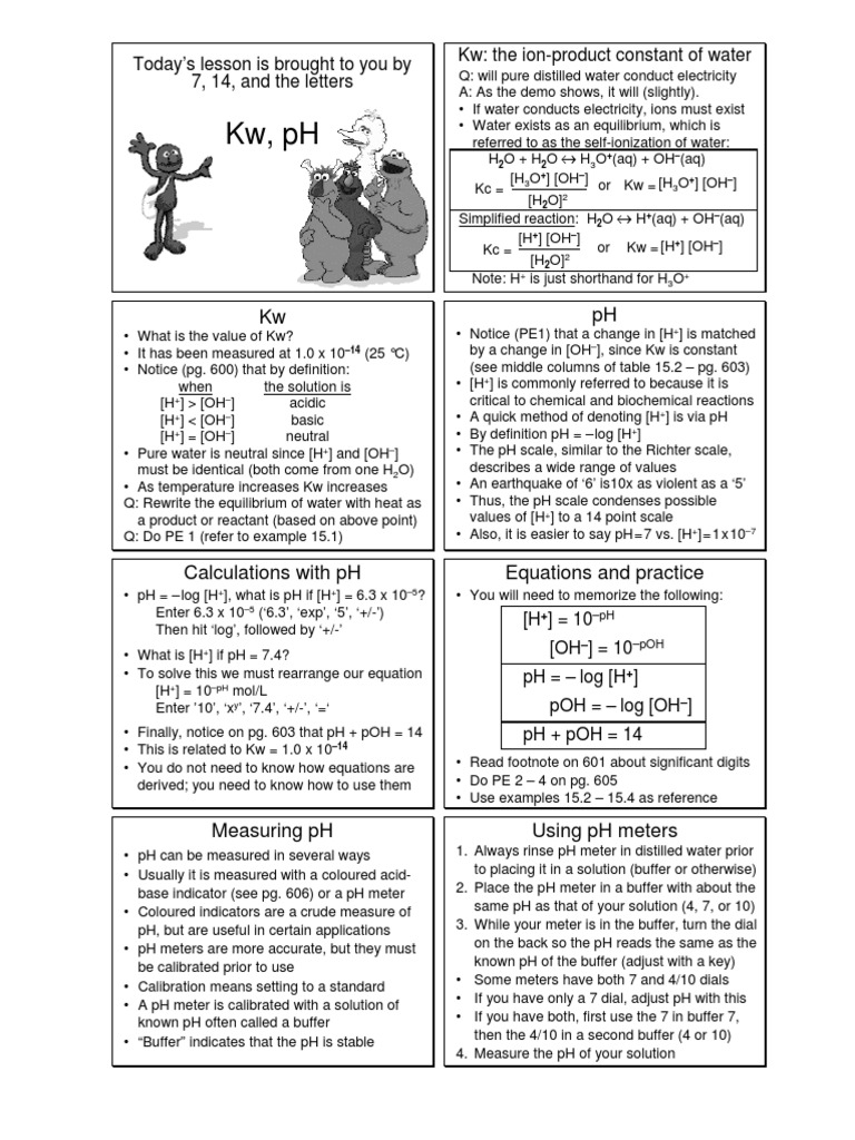 KW PH Handout | PDF | Ph | Chemical Equilibrium