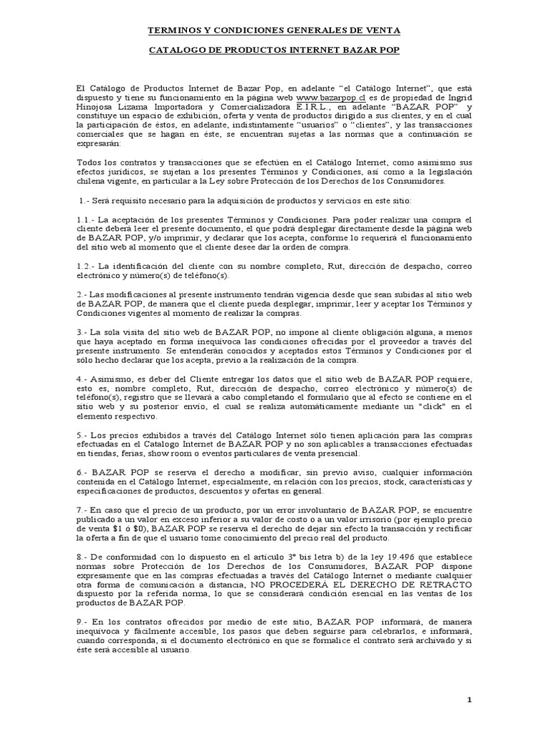 Ejemplo de Terminos y Condiciones | PDF | Correo electrónico | Internet