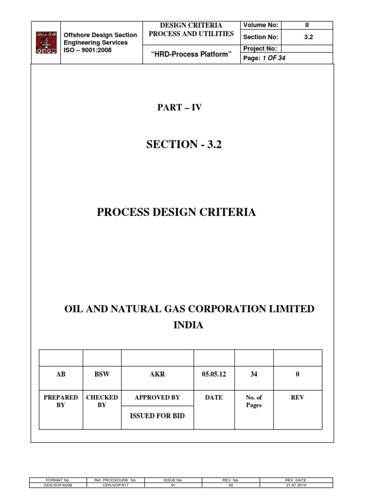 HRD Process Platform Design Criteria | PDF | Gas Compressor | Hvac
