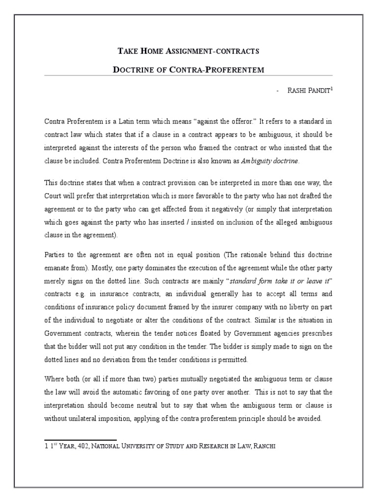 Understanding Contra Proferentem Doctrine | PDF | Offer And Acceptance ...
