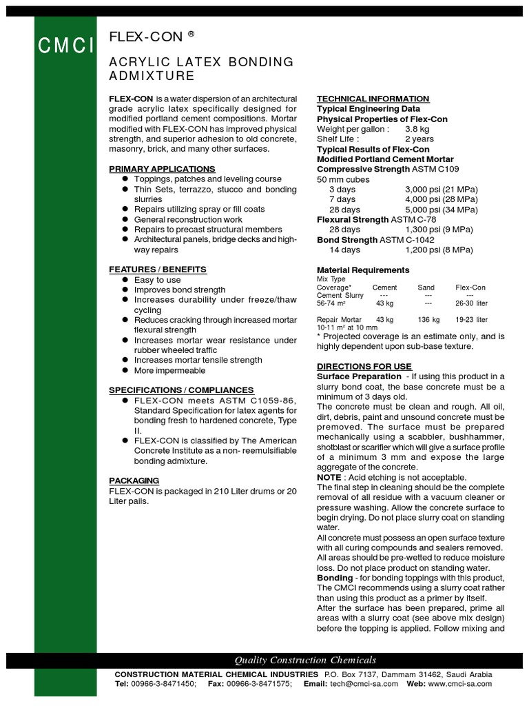 Flex Con | PDF | Mortar (Masonry) | Concrete