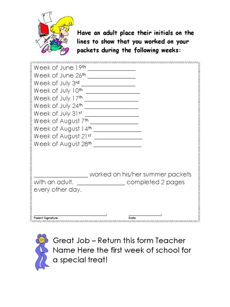 Summer Sports Packet Completion Log | PDF | Sports & Recreation