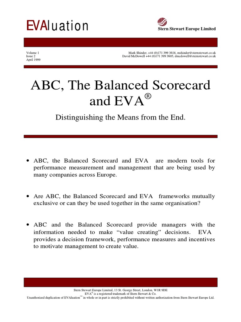 ABC, The Balanced Scorecard and EVA | PDF | Profit (Accounting ...