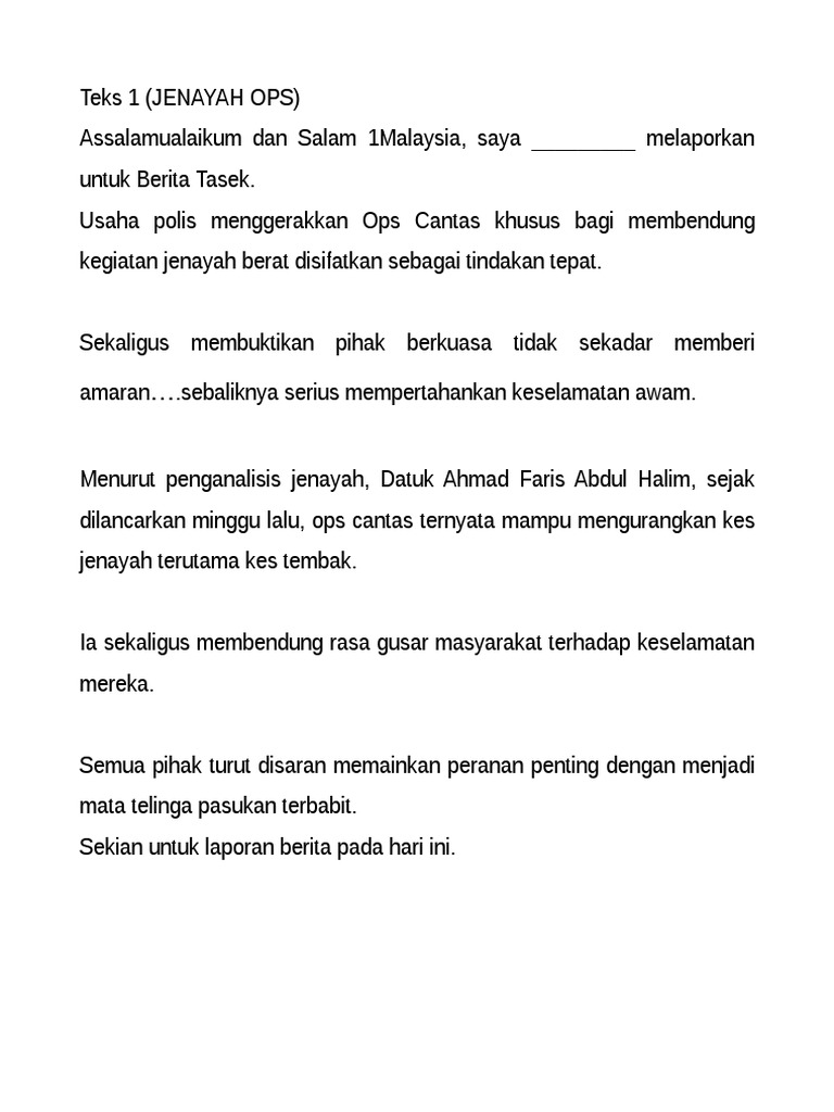 Teks Pembaca Berita | PDF