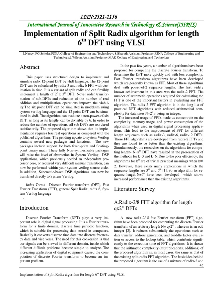 FFT Paper | PDF | Fast Fourier Transform | Discrete Fourier Transform