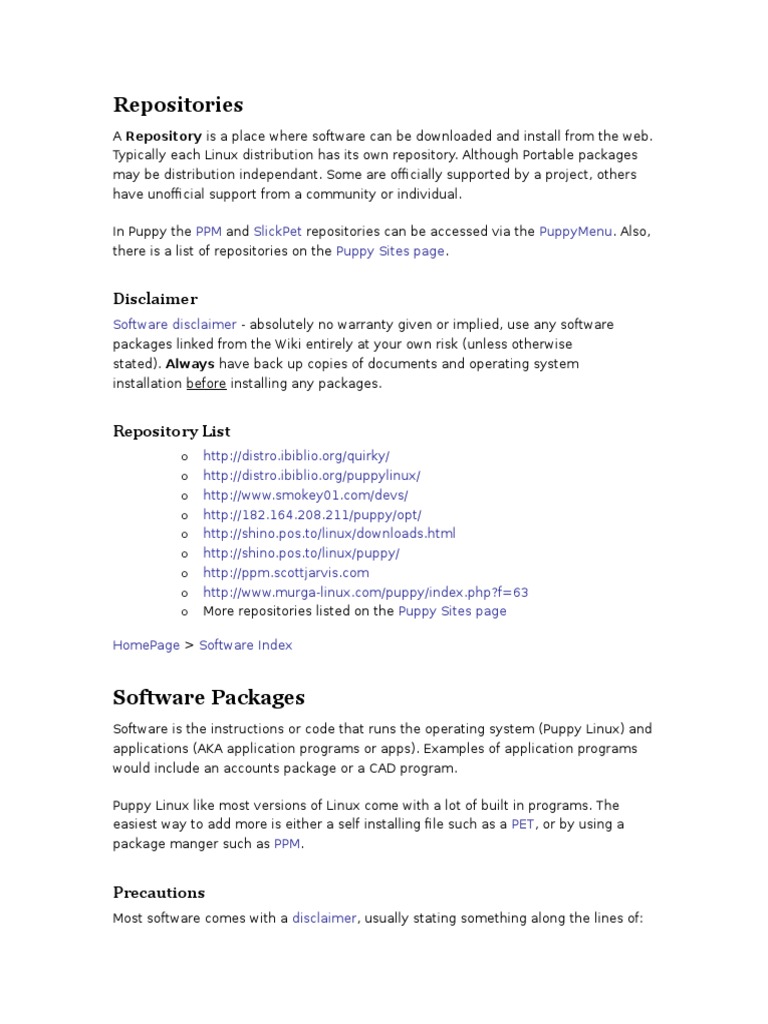 Repositories | PDF | Software Repository | Installation (Computer Programs)
