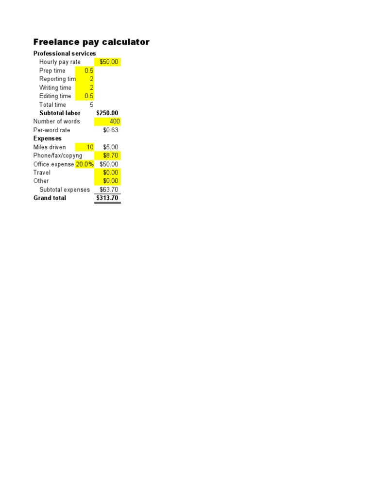 Freelance Pay & Expense Calculator | PDF
