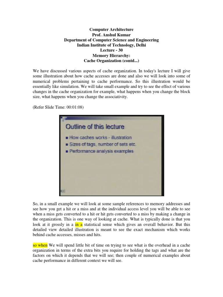Lec 30 | PDF | Cpu Cache | Central Processing Unit