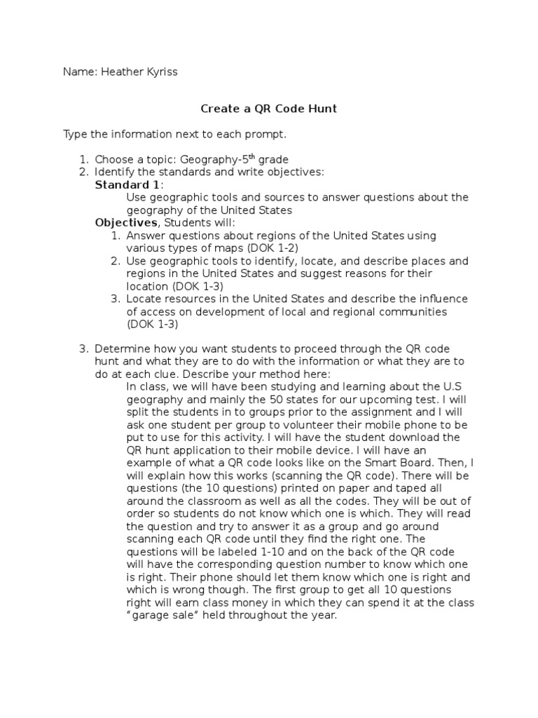 5th Grade Geography QR Code Hunt | PDF