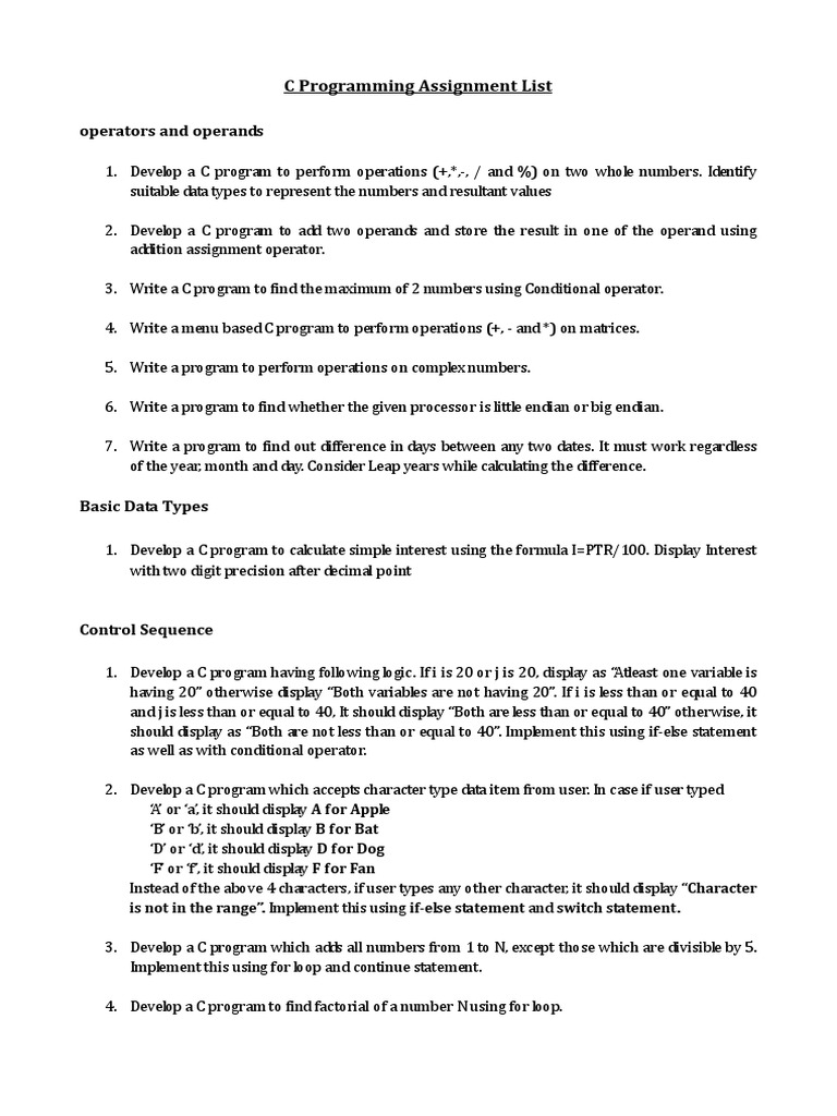 C Assignments Pdf Pdf C Programming Language String Computer Science 