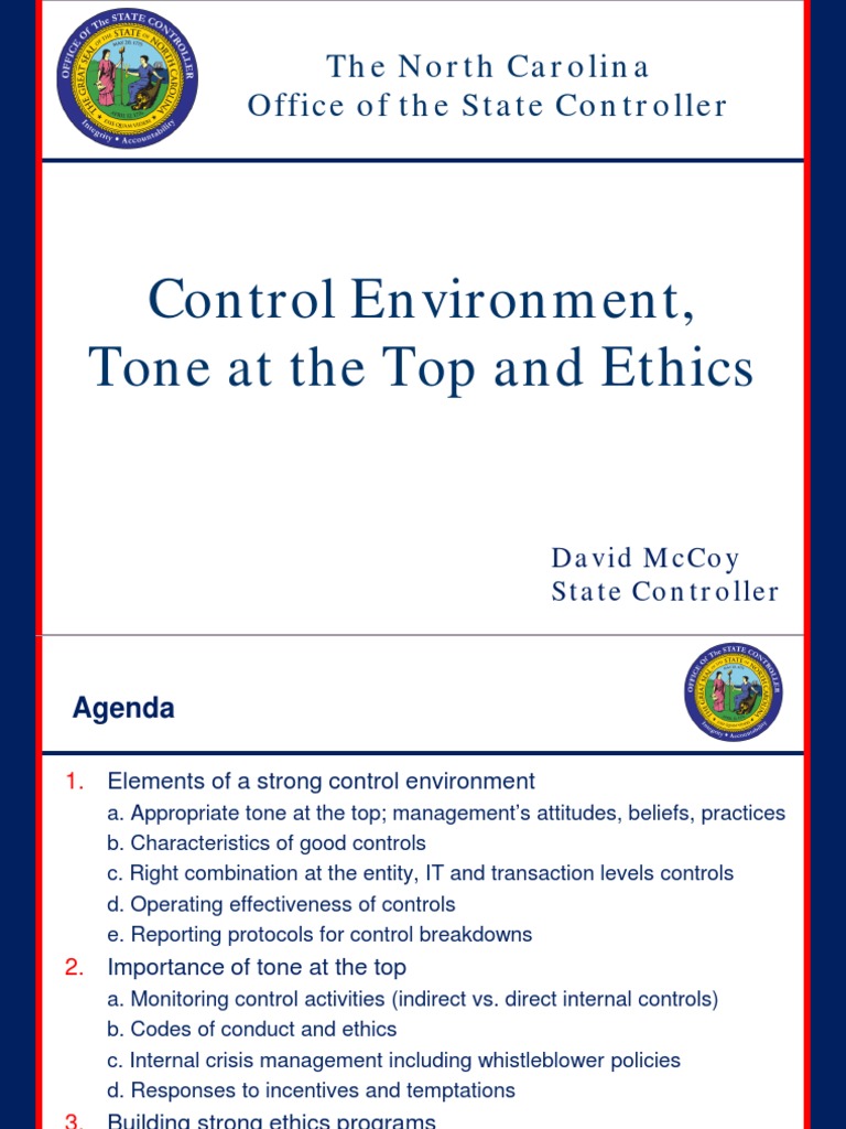 Control Environment Tone at The Top and Ethics | PDF | Risk Assessment ...