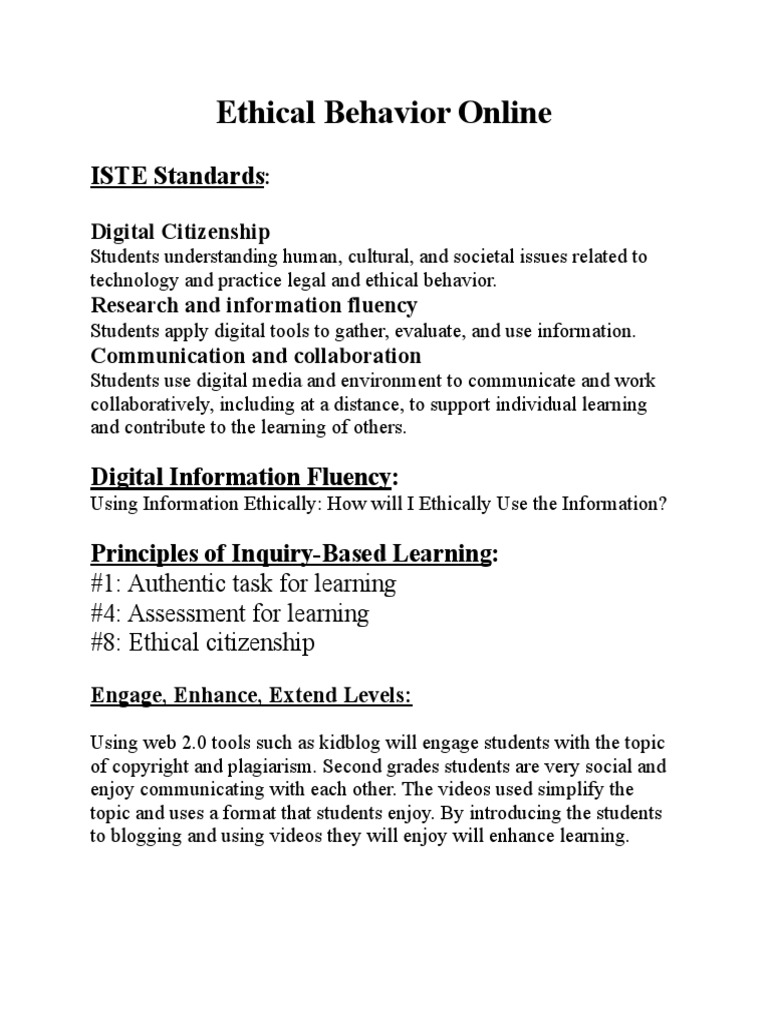 My Mini Lesson #1 Practicing Ethical Behavior Online | PDF | Plagiarism ...