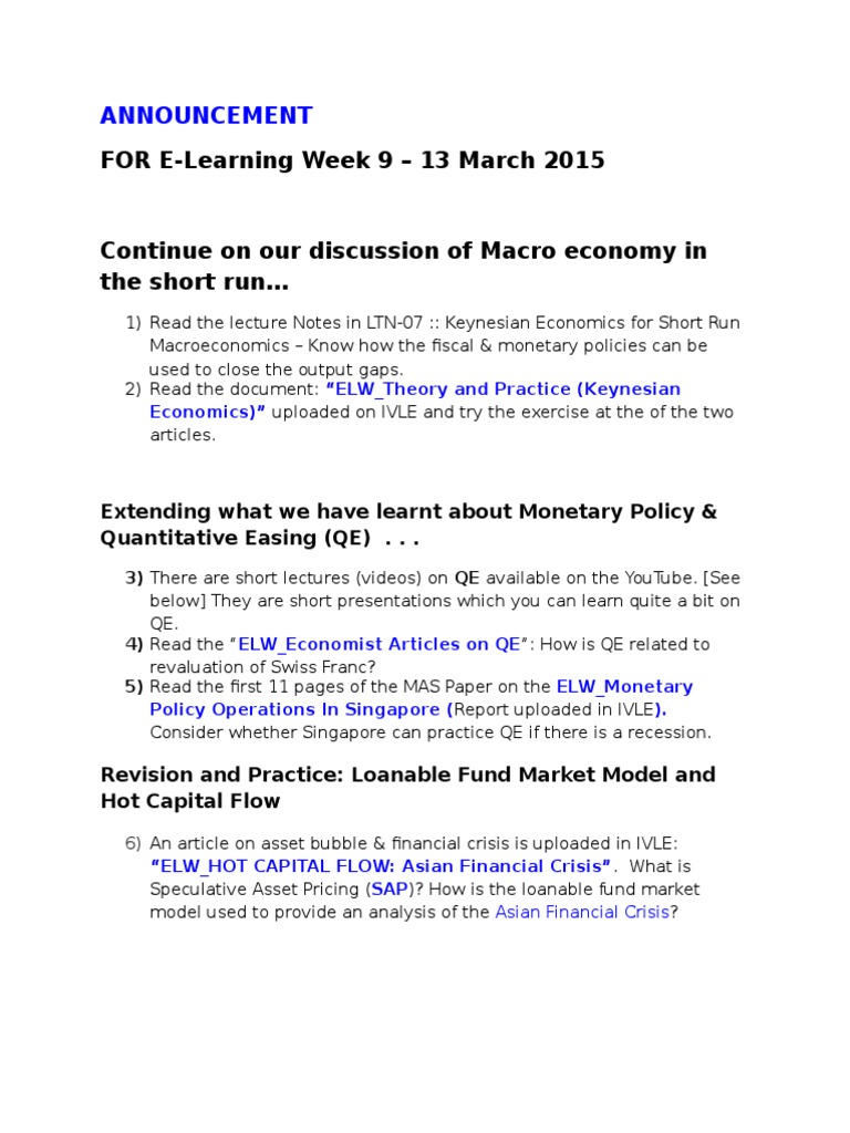 E-Learning Week (Macroeconomics) | PDF