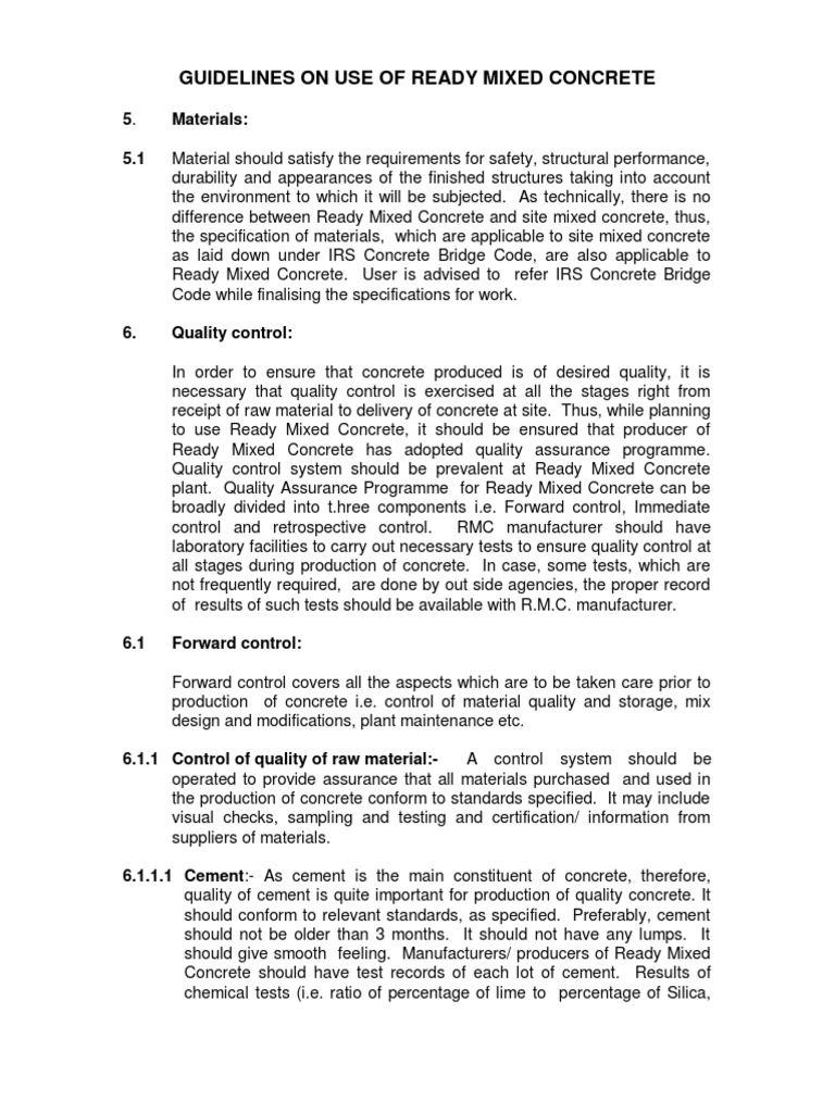 RMC Quality Control | PDF | Construction Aggregate | Concrete