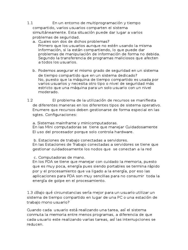 En Un Entorno de Multiprogramación y Tiempo Compartido | PDF | Grupo de ...