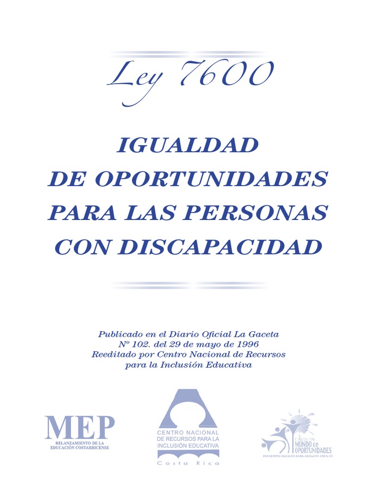LEY 7600 Costa Rica | Invalidez | Discriminación | Prueba gratuita de ...