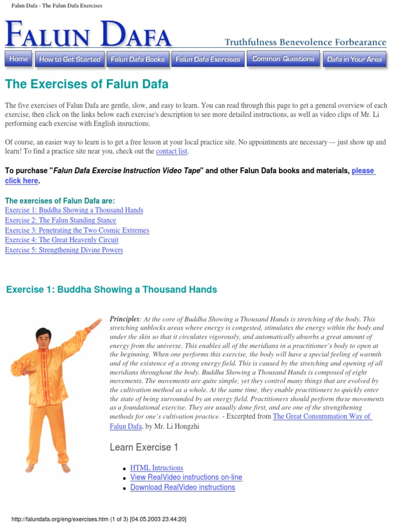 Falun Dafa: Five Core Exercises Guide | PDF | Hand | Arm