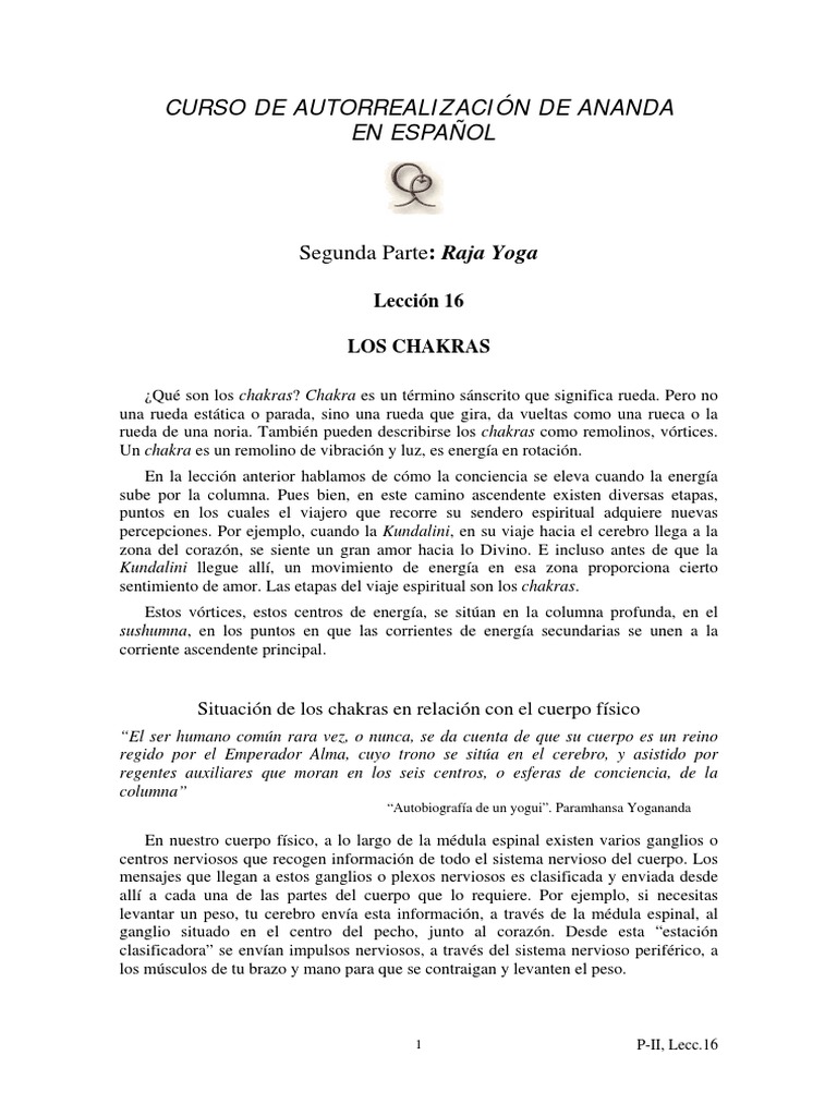 Curso Autorealizacion Ananda Raja Yoga 16 (Los Chakras) | PDF | Chakra ...