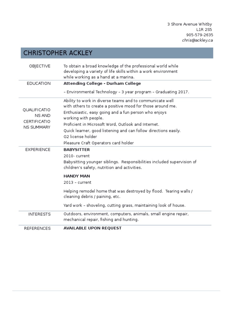 Chris Ackleys Resume | PDF