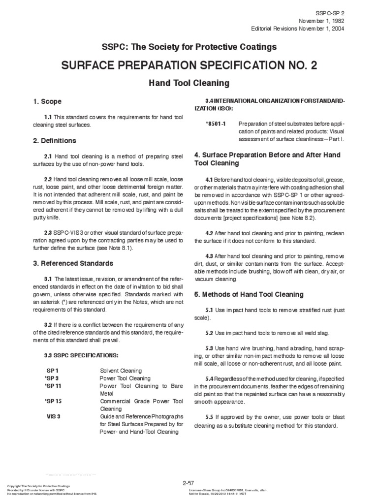 SSPC SP2 | PDF | Rust | Paint