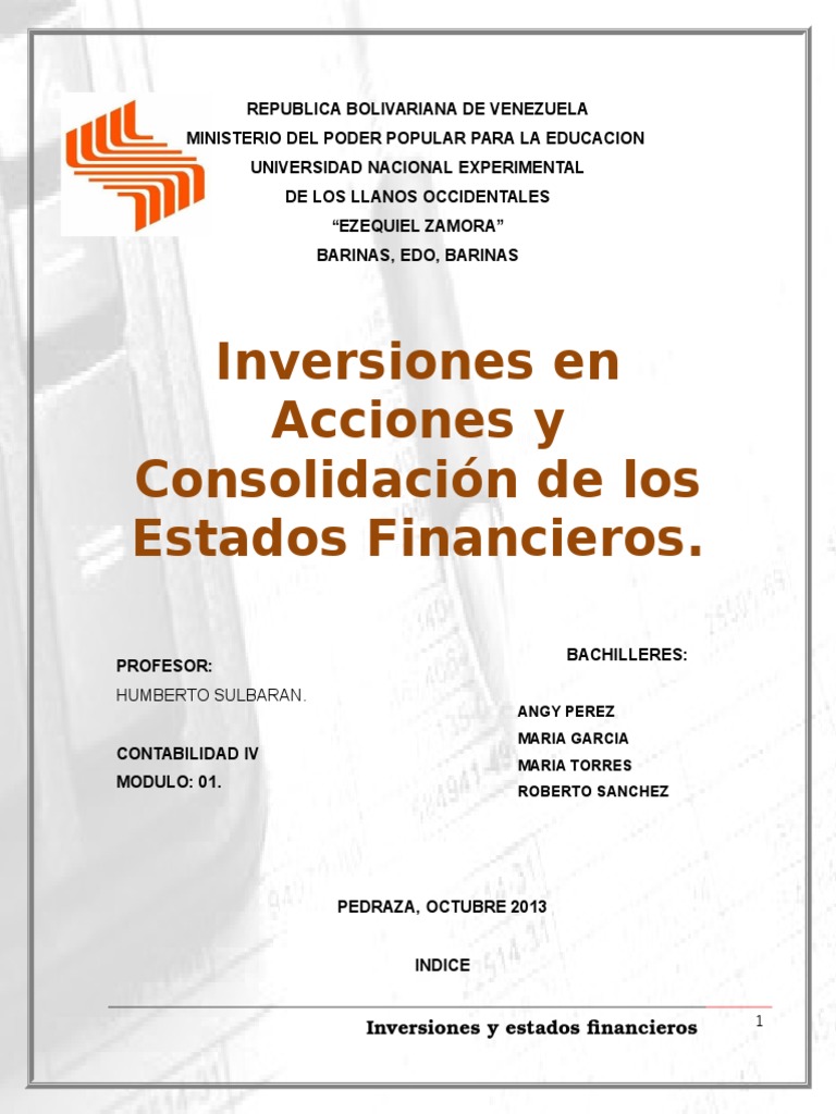 Análisis de las inversiones en acciones y la consolidación de estados financieros | PDF ...