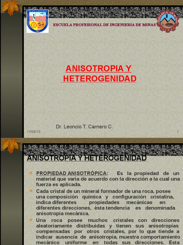 Mecánica Rocas 4, Anisotropia | PDF | Roca (geología) | Rocas
