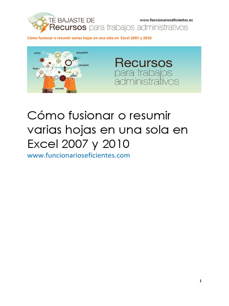 34 - Cómo Fusionar o Resumir Varias Hojas en Una Sola en Excel 2007 y 2010 | PDF | Point and ...
