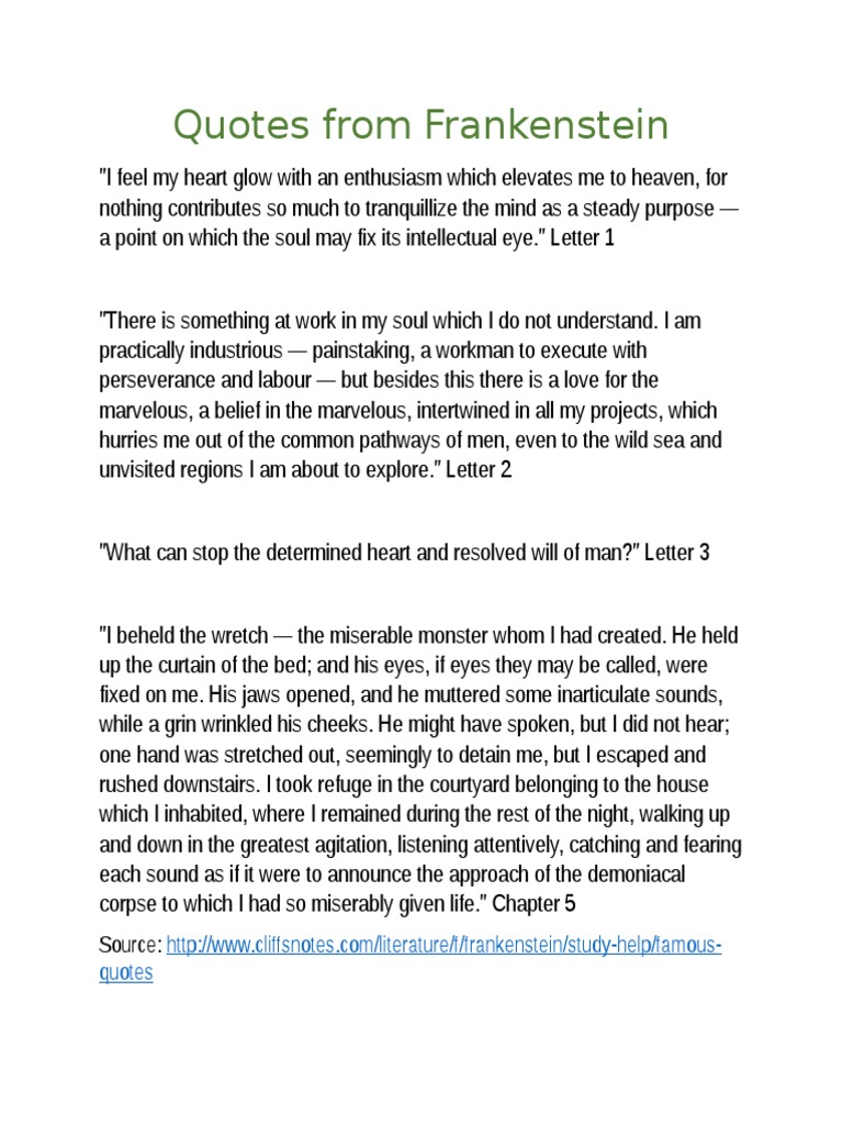 Quotes From Frankenstein | PDF