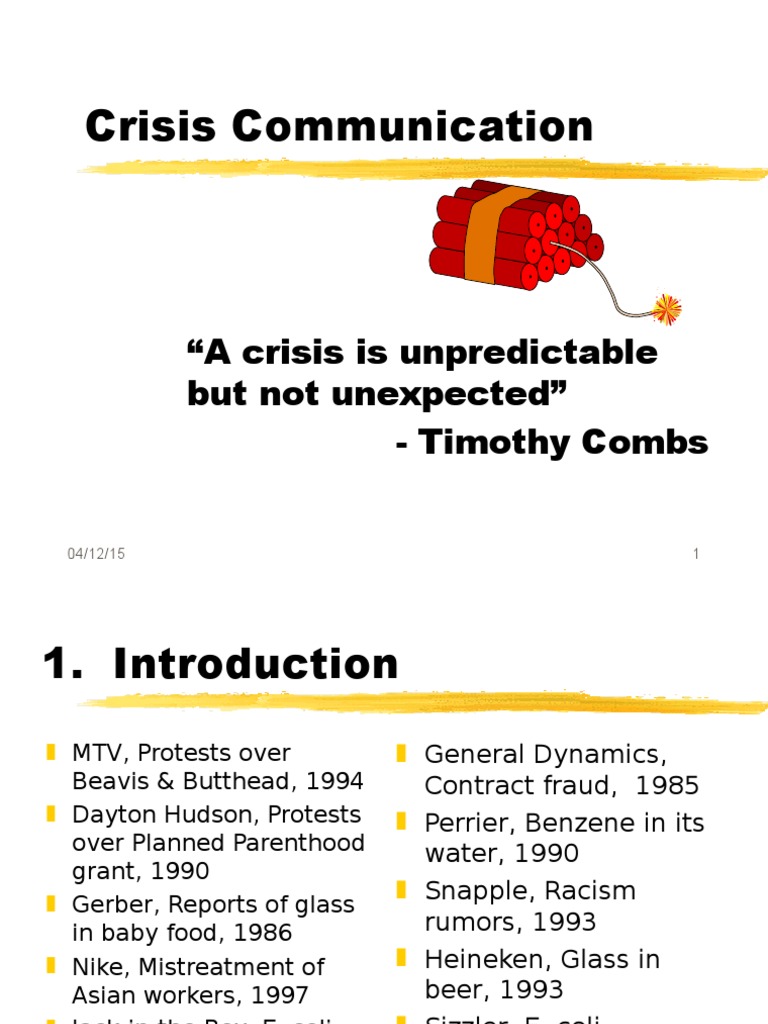 Crisis Communication Lecture | PDF | Crisis Management | Risk