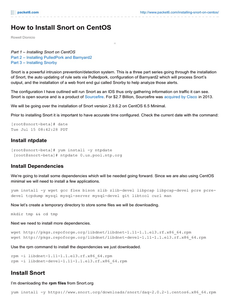 How To Install Snort On CentOS | PDF | Library (Computing) | Operating ...