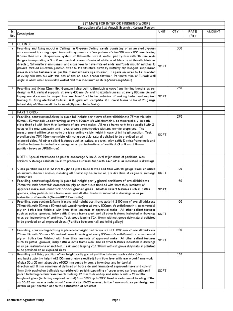 Boq Furnishing | PDF | Door | Framing (Construction)