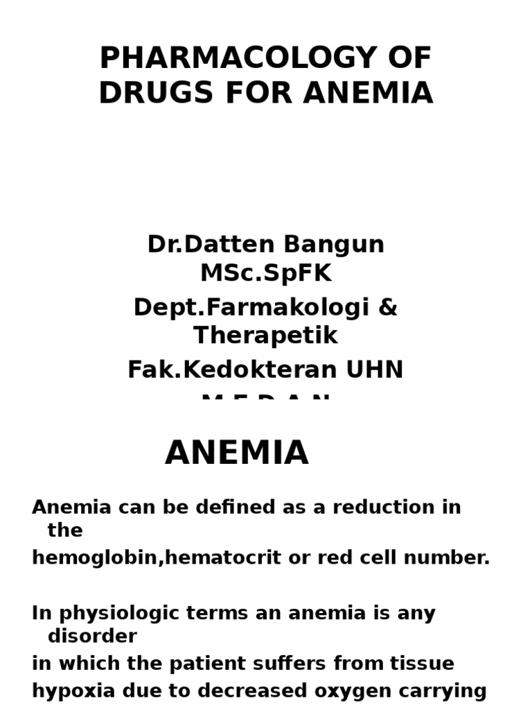 Pharmacology of Drugs For Anemia | PDF | Anemia | Vitamin B12