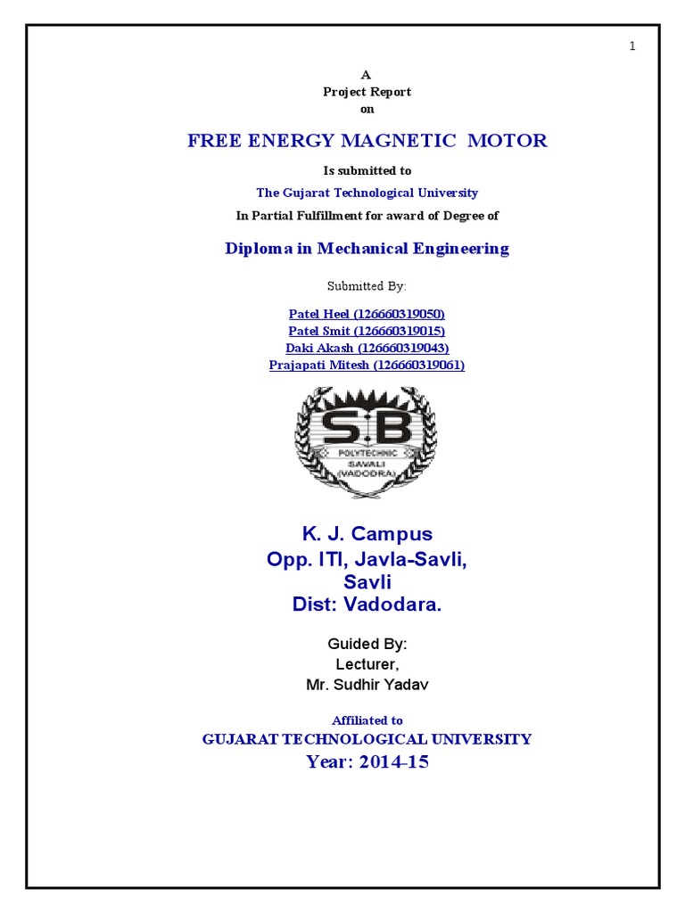 Free Energy Motor | PDF | Magnetic Field | Electromagnetic Field