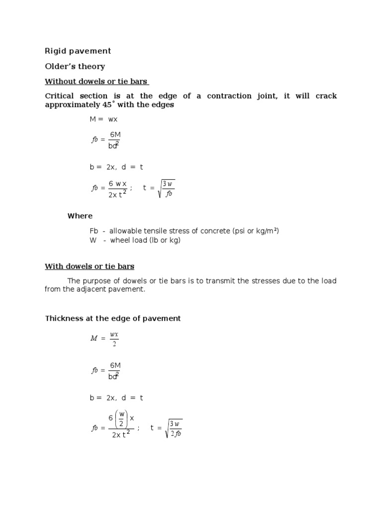 Rigid Pavement Design Formulas | PDF | Road Surface | Concrete